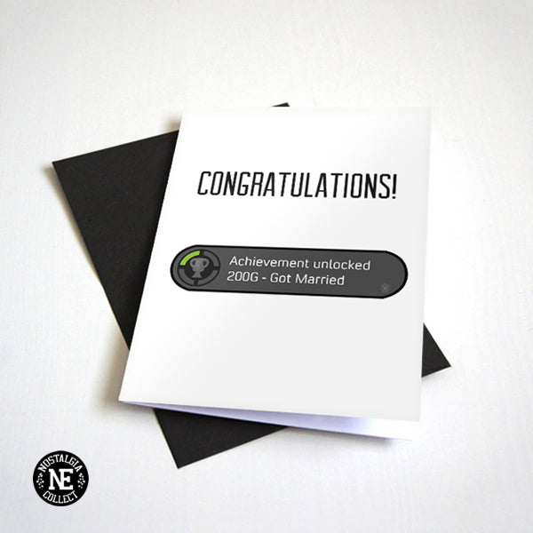 Got Married Achievement Unlocked - Wedding Engagment Card – Nostalgia ...