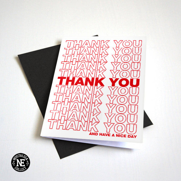 Thank You - Red & White Arial Black Font Thank You Card – Nostalgia Collect